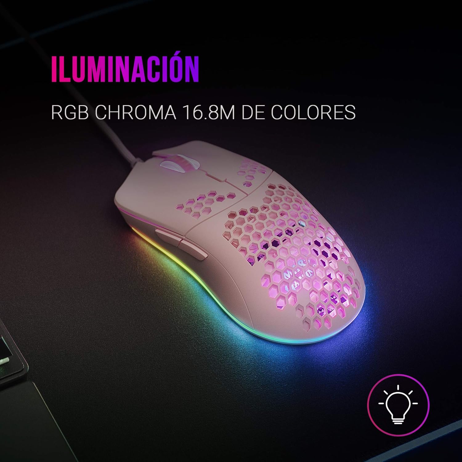 Mars Gaming MMAX Pink, Ultralight Mouse 69g, Optical 12400DPI, Chroma ...
