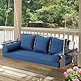 Amazon.com: Yalissey 3 Seat Porch Swing, Patio Swing Bench with Cup Holders & 3 Back Cushions ...