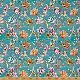 Amazon.com: Feelyou Exotic Nautical Fabric by The Yard, Colorful Ocean ...