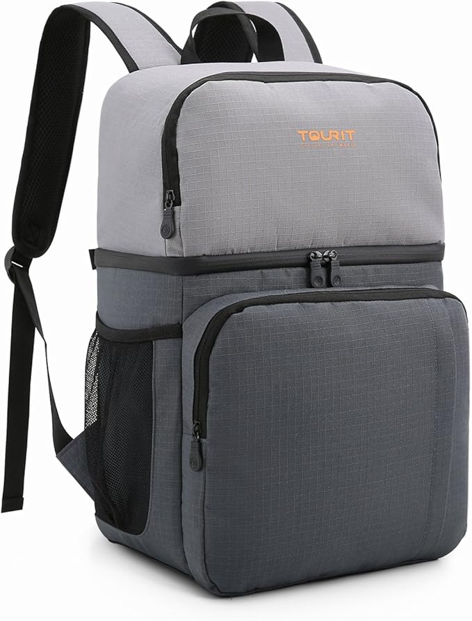 TOURIT Insulated Cooler Backpack Dual Compartment Light Lunch Backpack ...