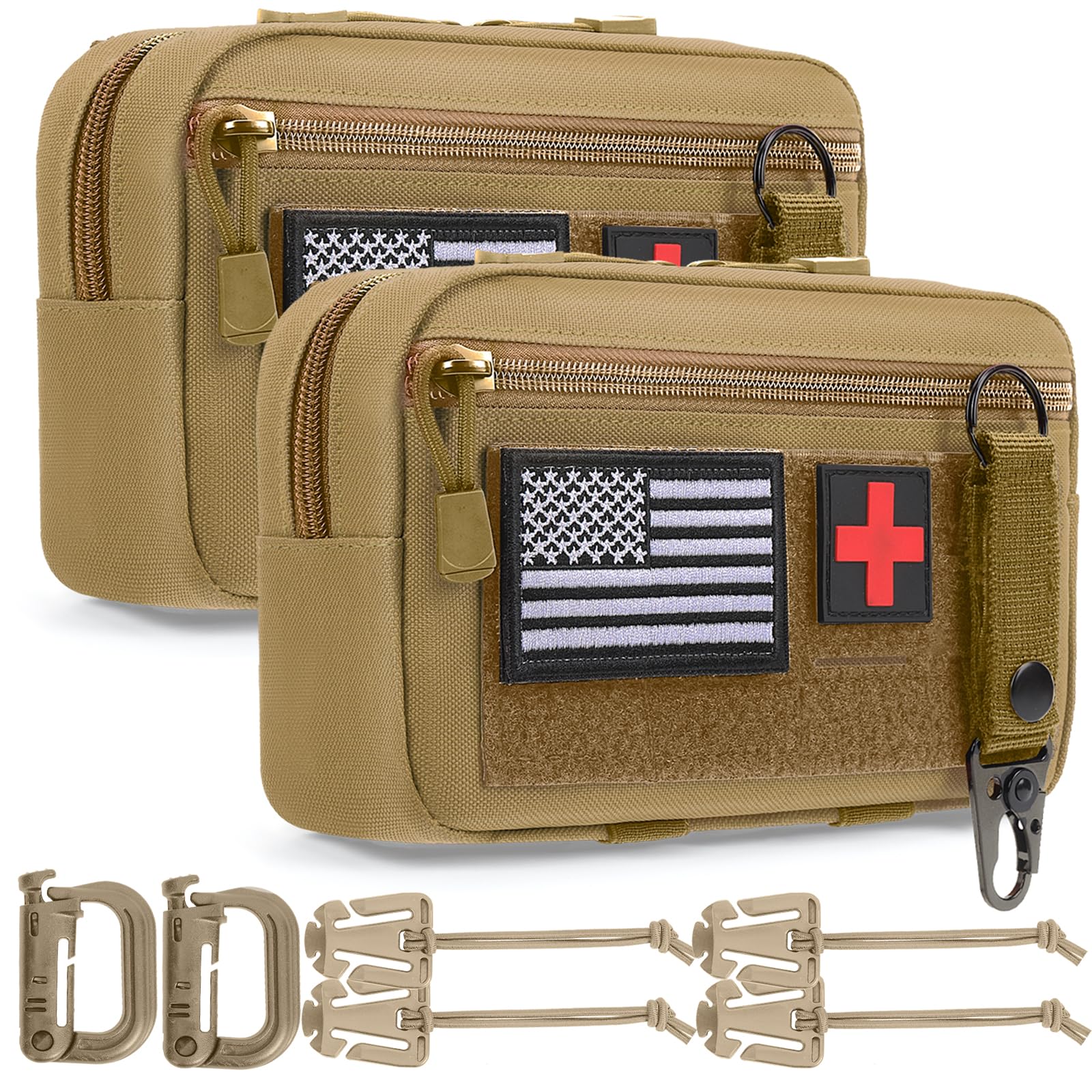 2 Pack Tactical Molle Pouch Molle Utility Pouch Medical EDC Admin Pouch ...