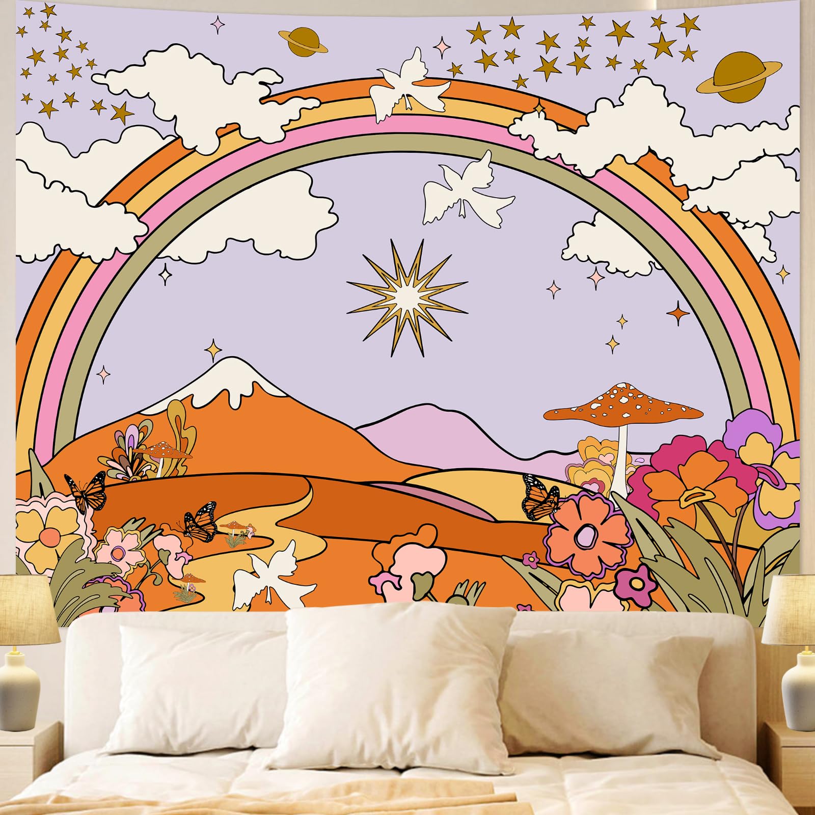 Apdidl Hippie Groovy Wall Tapestry for Bedroom Aesthetic, Boho Small ...