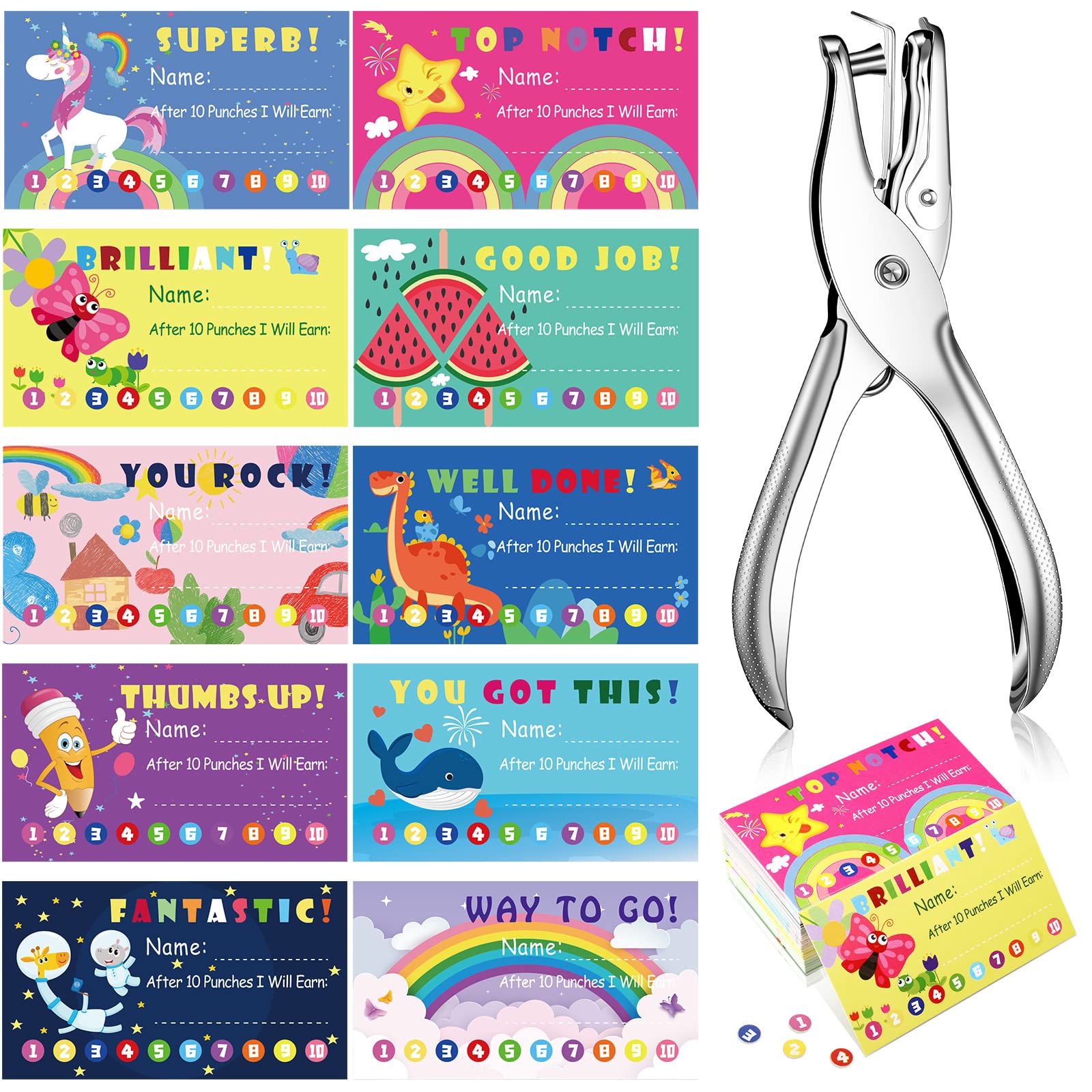 Mua 200 Pcs Behavior Punch Cards with Hole Puncher for Kids Reward ...