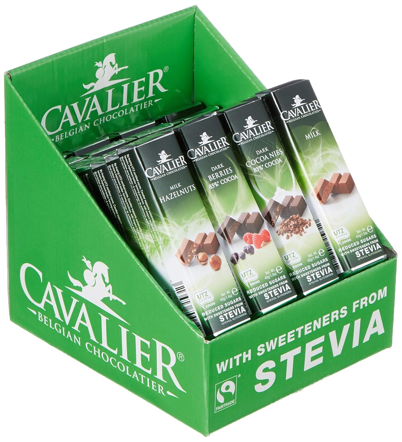 Cavalier Solid Stevia Chocolate Bars- Assorted 40g(Pack of 32): Amazon ...