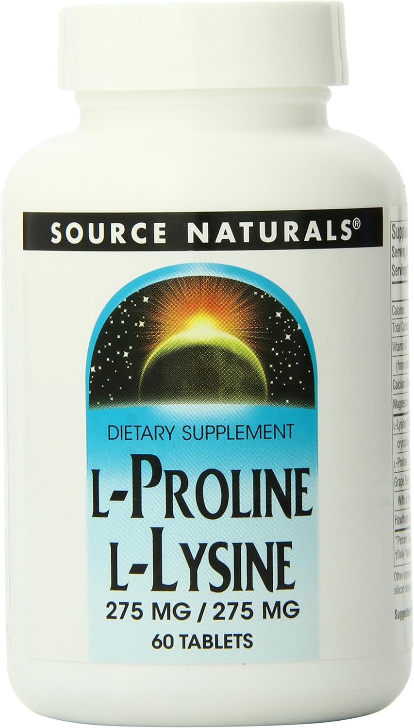 Amazon.com: Source Naturals L-Proline/L-Lysine, 275mg, 60 Tablets ...