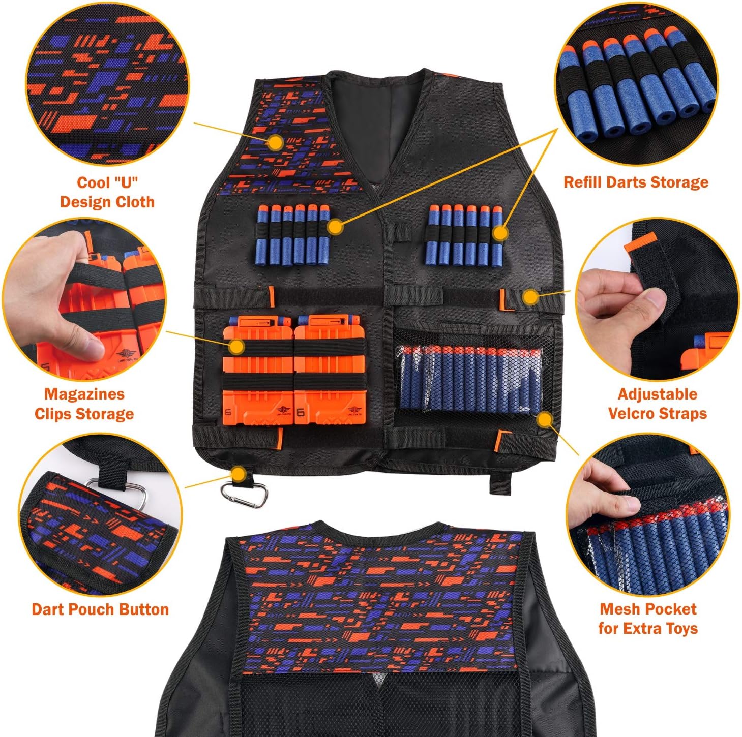 UWANTME Kids Tactical Vest Kit for Nerf Toy Guns N-Strike Elite Series ...