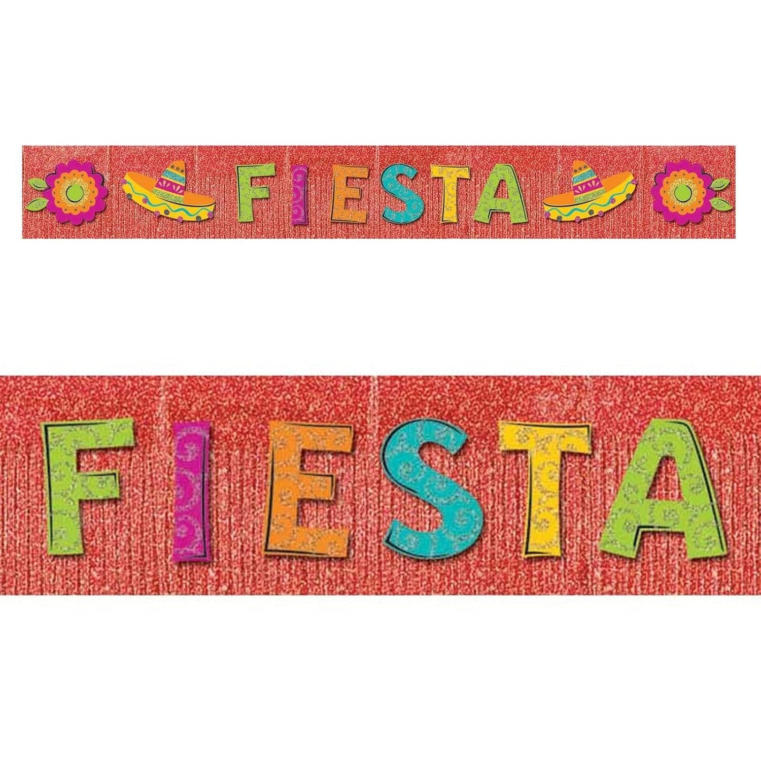 Fancy Dress VIP 3m Glitter Fringe Mexican Fiesta Party Banner Wall ...