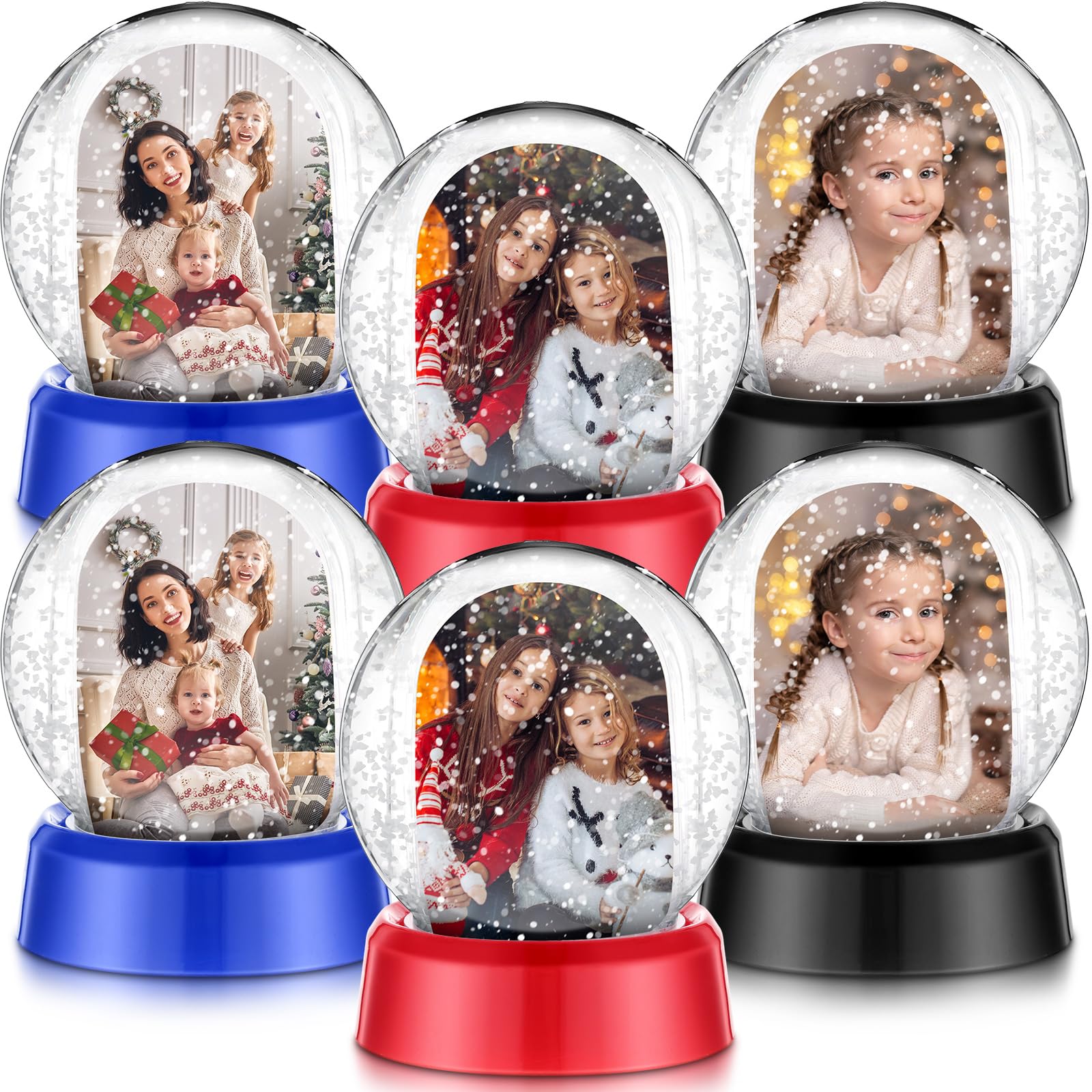 Suzile 6 Pcs Photo Snow Globe Christmas Crafts Double Sided Display ...