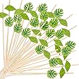 Amazon.com | 200PCS Disposable Green Leaf Cocktail Picks Plam Leaf ...