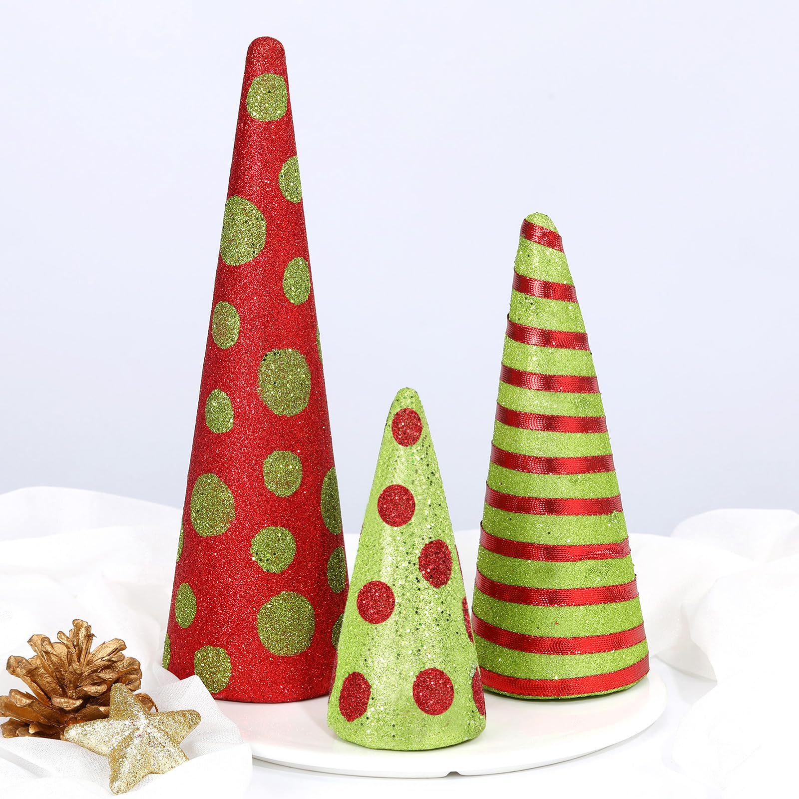 Cinnvoice 3 Pcs Christmas Cone Tree Decoration Christmas Table ...