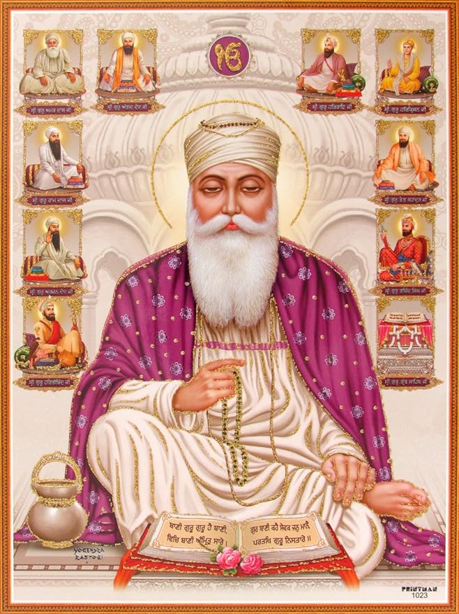 Avercart Guru Nanak Dev Ji with all Ten Sikh Gurus Poster 21x28 cm ...