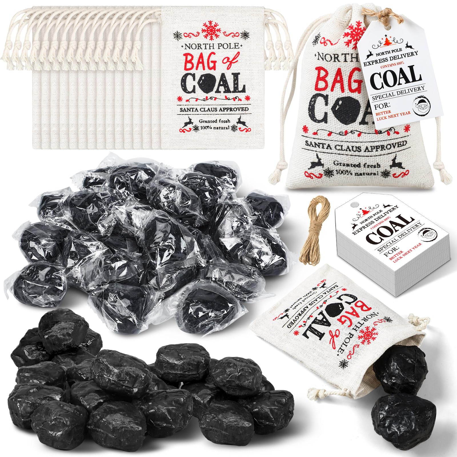 Demissle 12 Sets 24 Sets Christmas Fake Coal Soaps Gifts Bulk Black ...