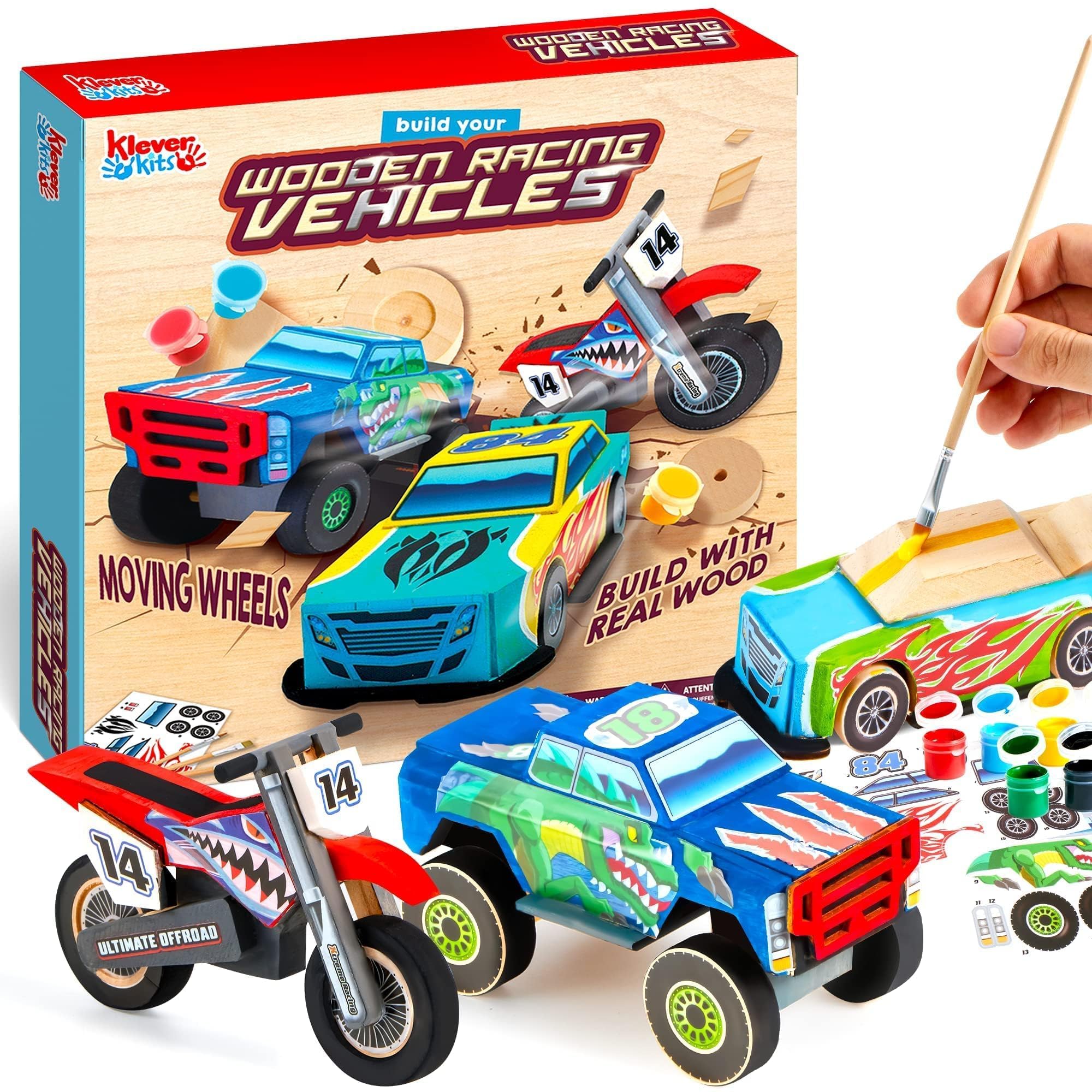 JOYIN Kids Craft Kit Build & Paint Your Own Wooden Race Car Art & Craft ...