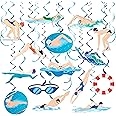Amazon.com: Swimming Party Hanging Swirls Swimmer Birthday Decoration ...