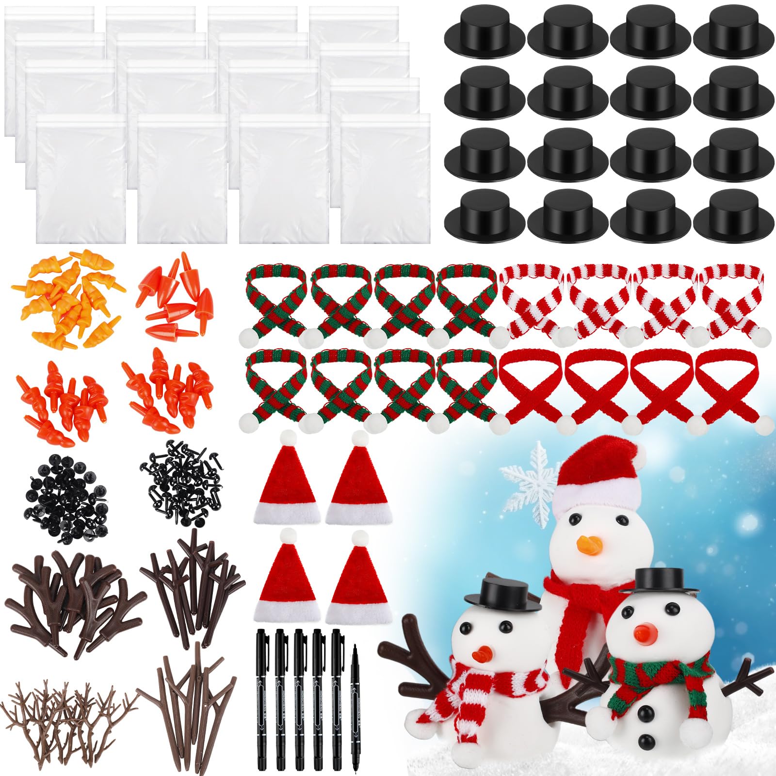 Syhood 16 Set Build a Snowman Kit Snowman Crafts for Christmas Snowman ...