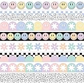 Amazon.com: Whaline 32.8Ft Boho Happy Face Bulletin Board Border Pastel ...