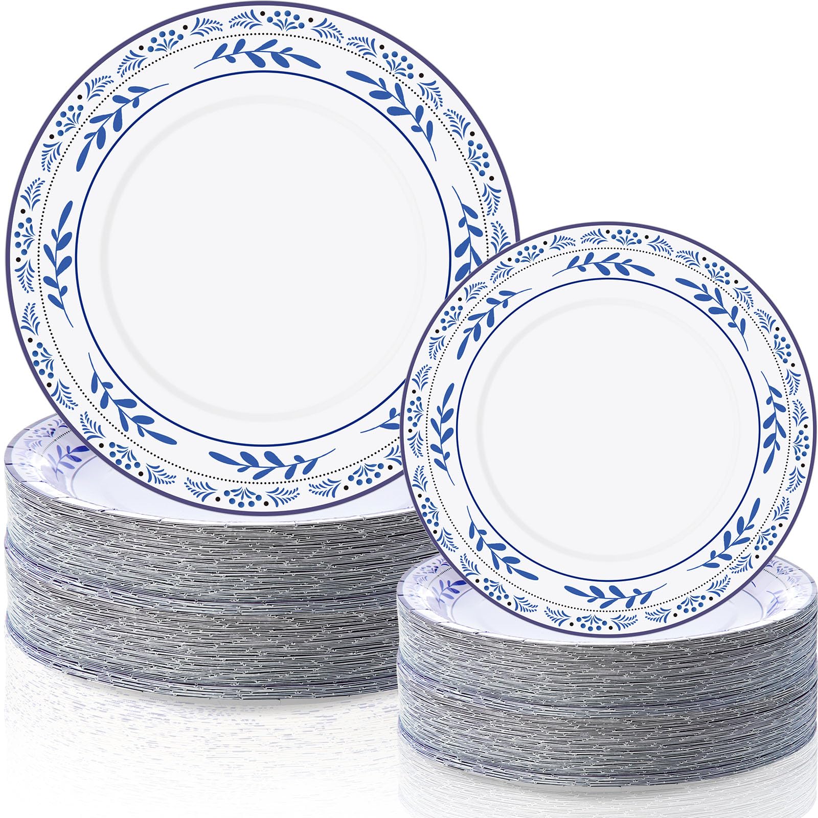 Havawish 120 PCS Disposable Paper Chinoiserie Plates Bulk, Blue Flower ...