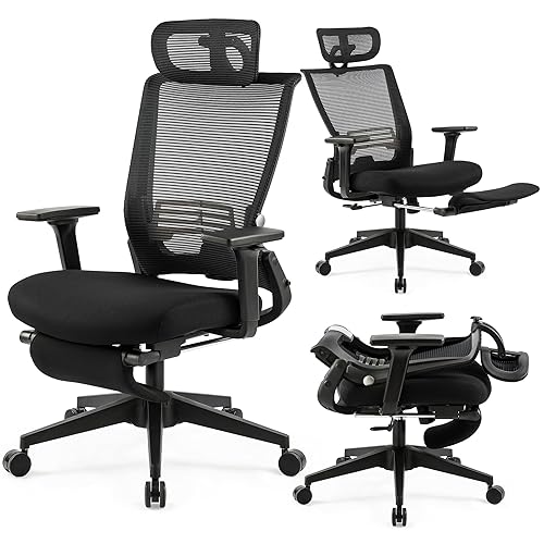 Foldable Office Chair with Foot Rest, Ergonomic Office Chair with ...