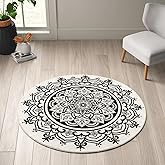 Amazon.com: Carvapet 2' Small Round Area Rug 24in Black Ivory Chic Boho ...