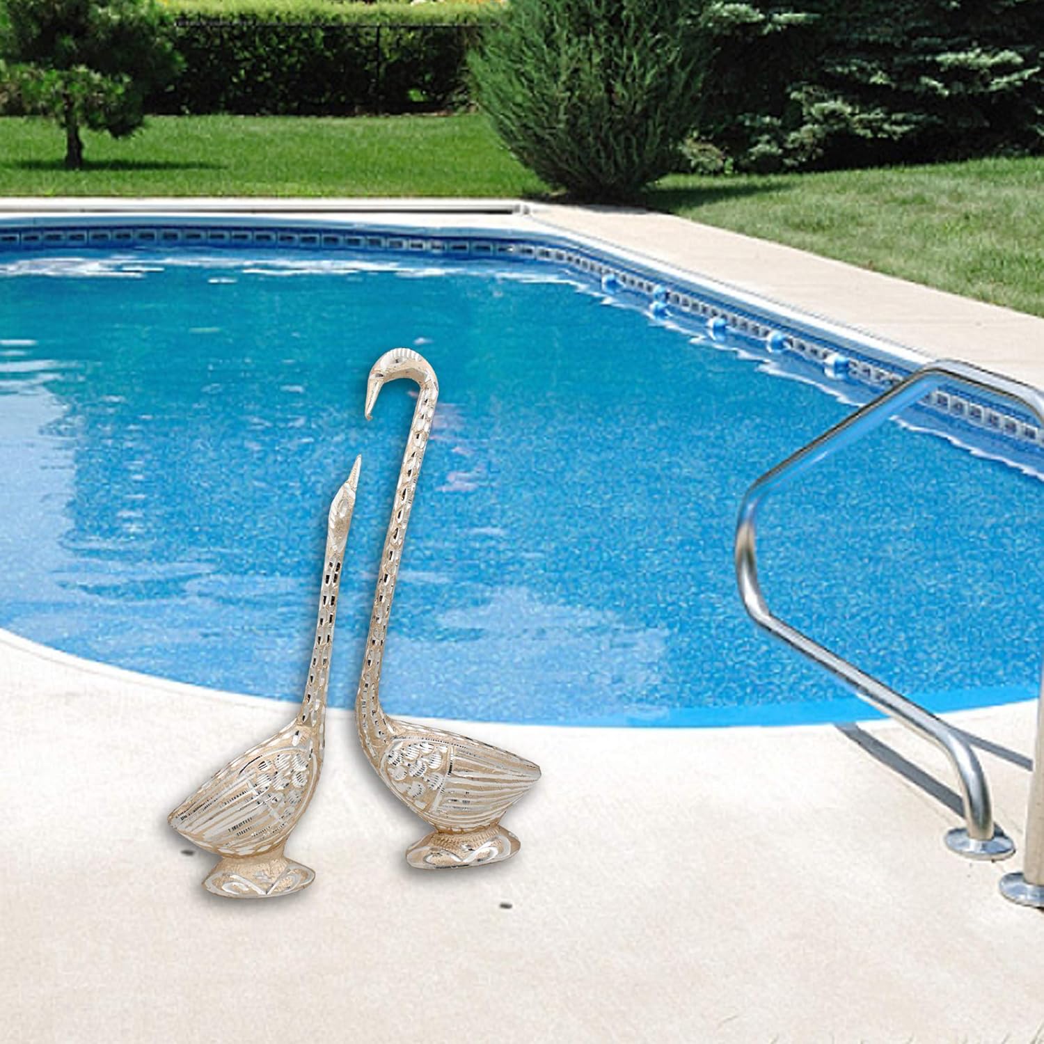 Buy Fashion Bizz Pair of Kissing Duck Showpiece - 31 cm (Aluminium ...