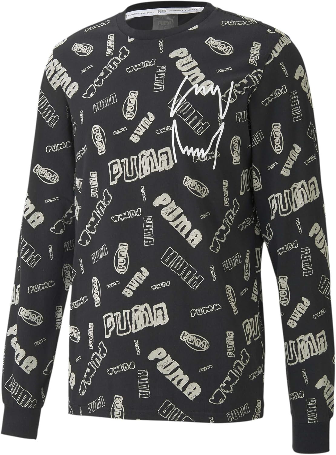 PUMA Hoops All-Over Printed Long Sleeve Men's Basketball Tee Puma Black ...