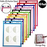 C-Line Reusable Dry Erase Pockets, 9 x 12 Inches, Assorted Neon Colors ...
