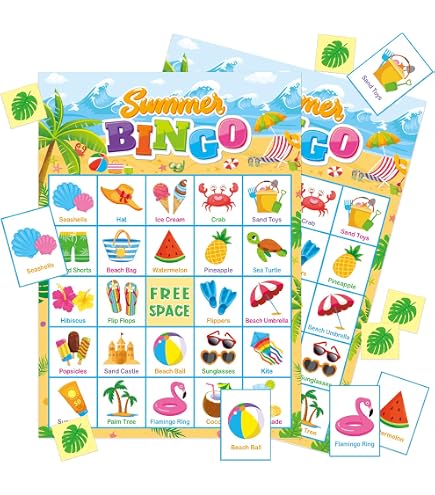Bingo Set Pool Party Bingo Game Printable Bingo Game Printable Games ...