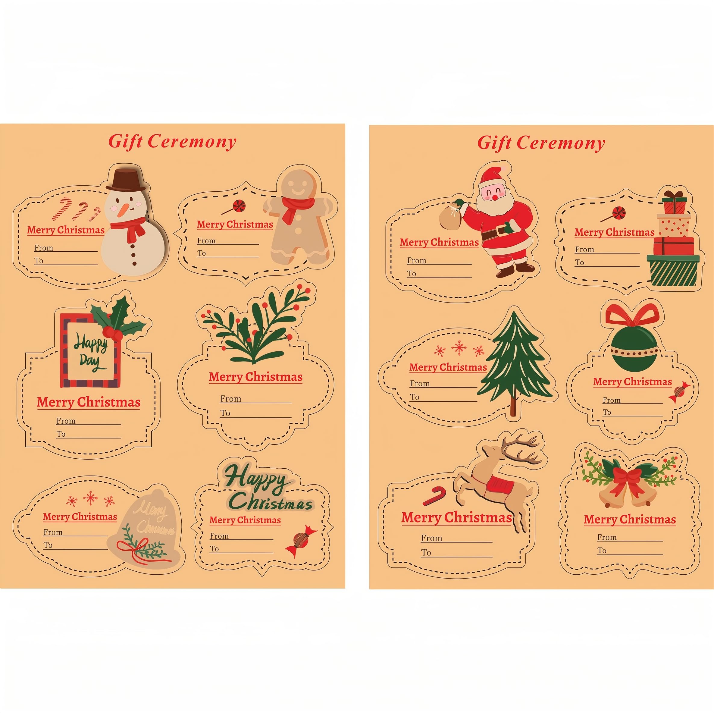 Lnncdsc Christmas Gift tag Stickers - 12 Patterns, 156 Pieces Christmas ...