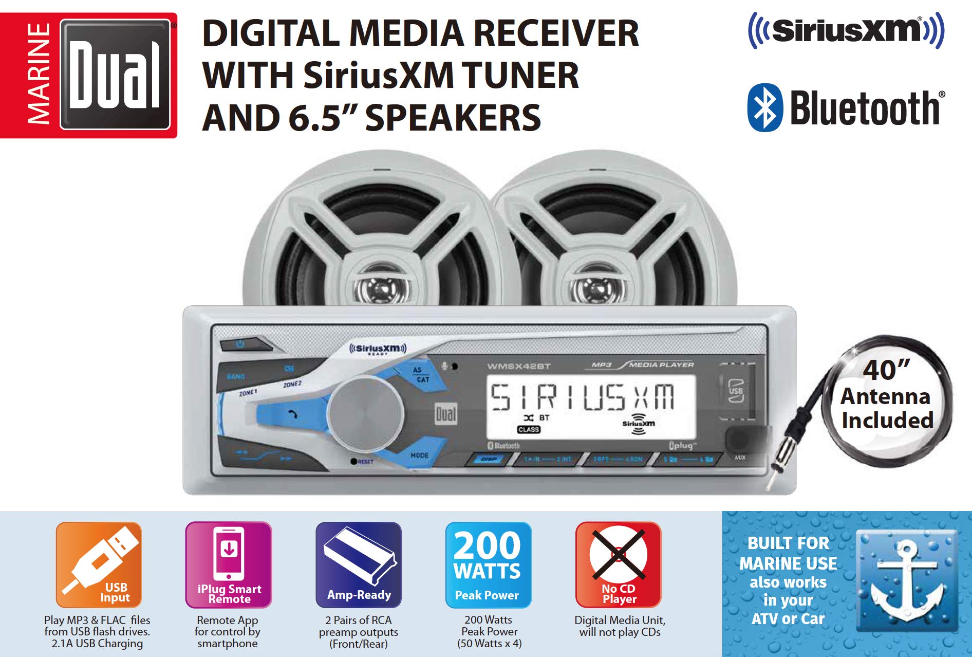 Mua Electronics WCPSX422BT Marine Stereo LCD Single DIN | Marine Radio ...