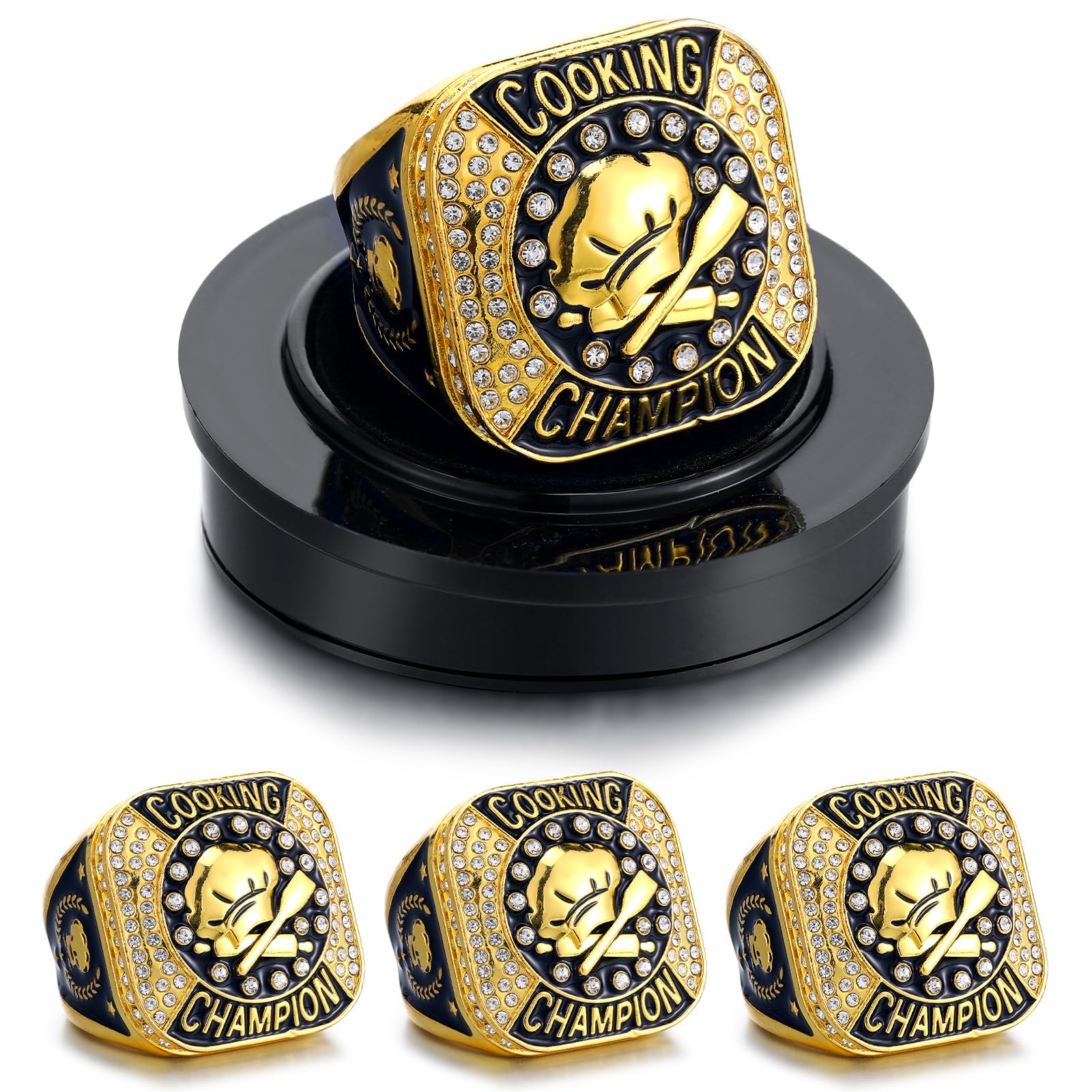 Highergo 3 Pcs Chef Hat Cooking Championship Trophy Ring 1st 2nd 3rd ...