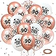 Amazon.com: 90th Birthday Balloons for Women Rose Gold 90 & Fabulous Latex Confetti Balloons ...
