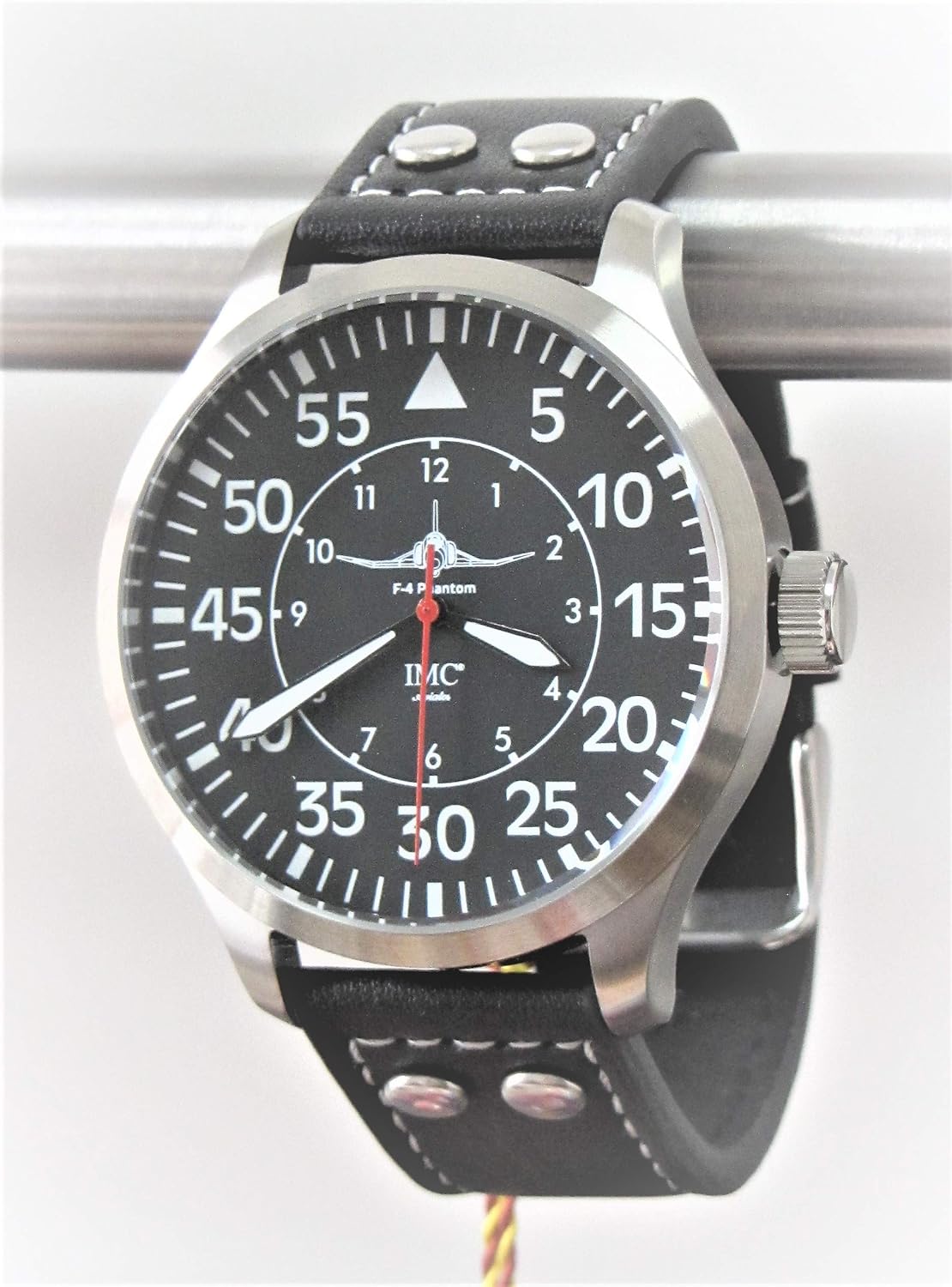 IMC Phantom Men's Aviator Watch Leather Strap Stainless Steel Case ...