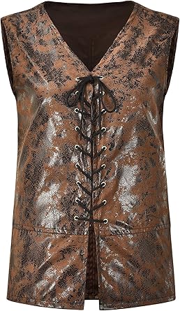 Bslingerie® Mens Steampunk Faux Leather Waistcoats Vest: Amazon.co.uk ...