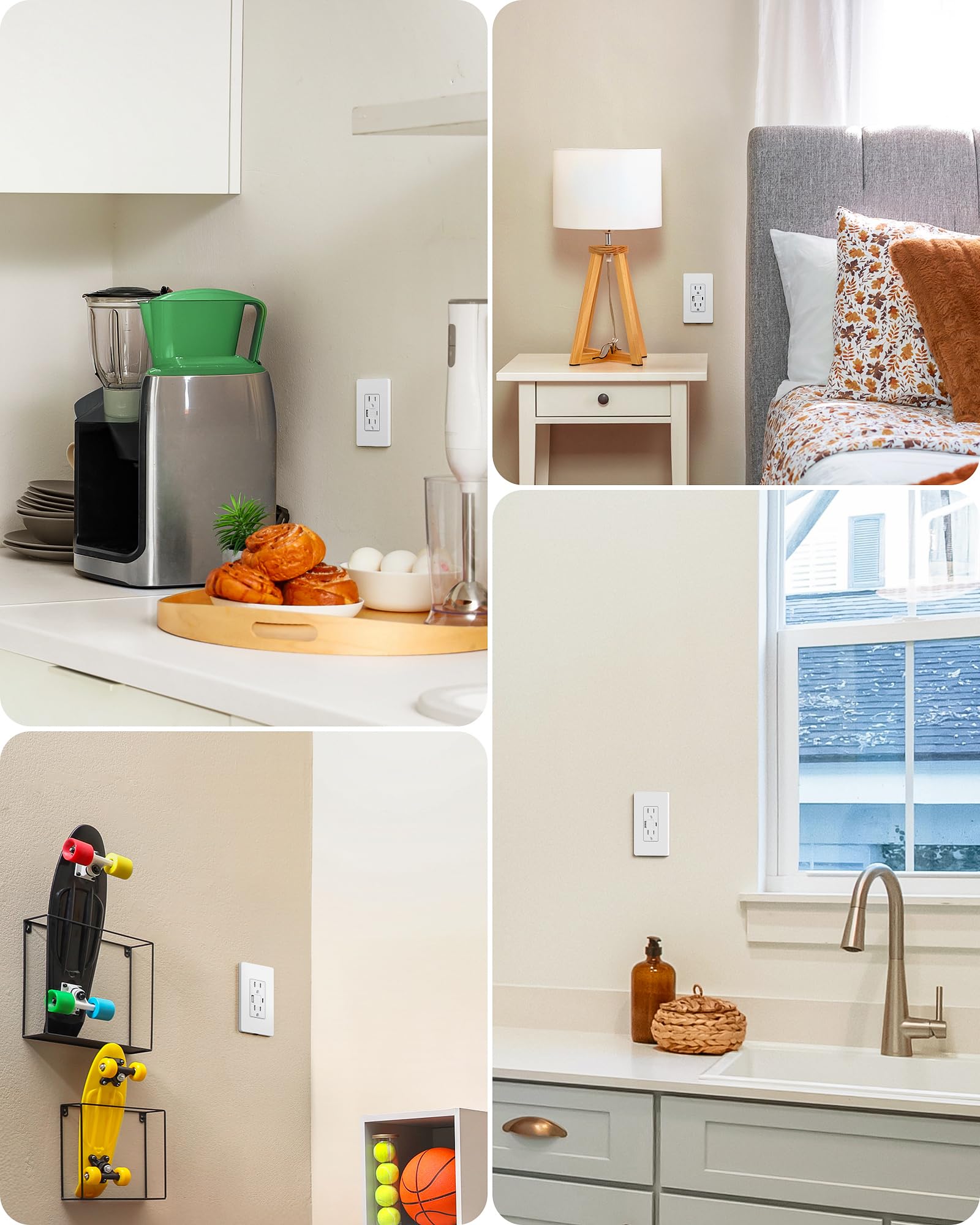 DEWENWILS 15A GFCI Outlet With 4.8A/24W USB-A & USB-C Ports, 30S Self ...