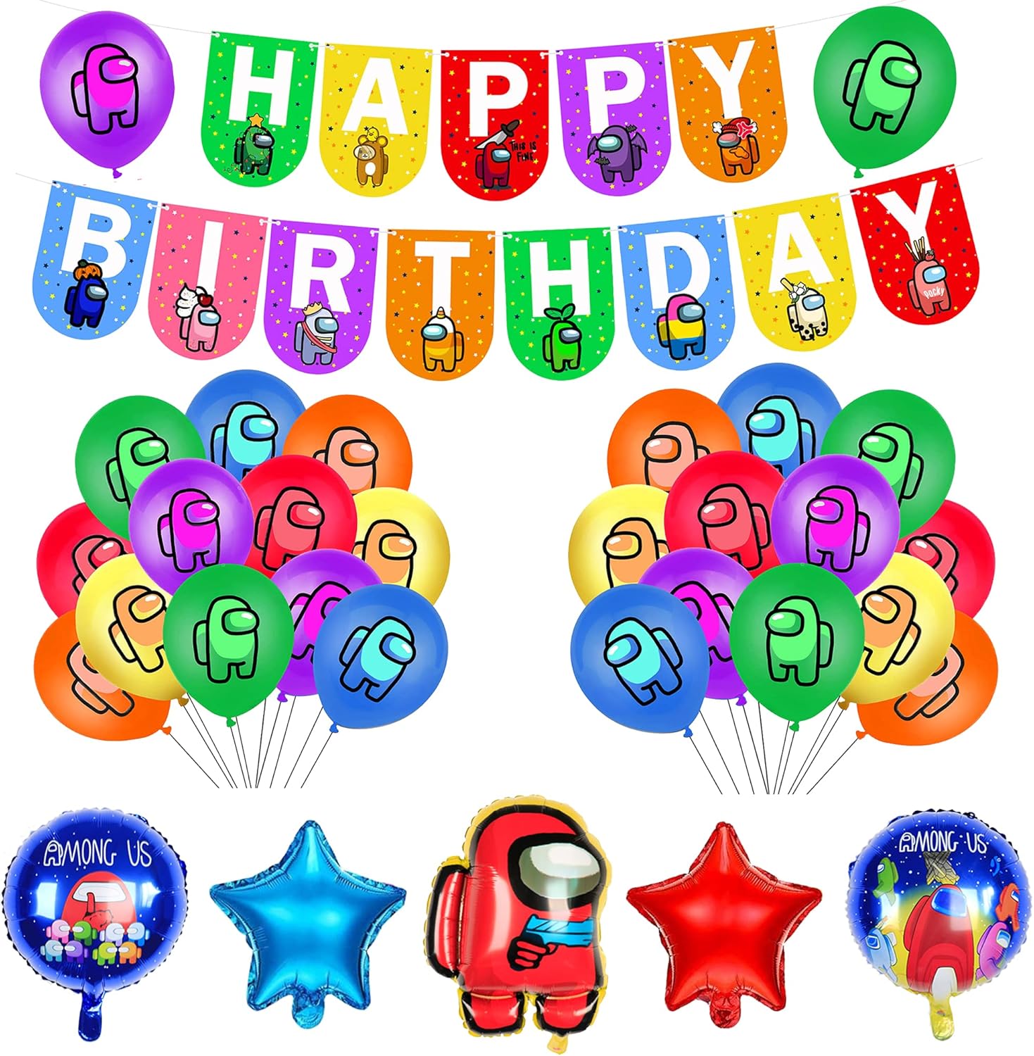smileh Game Birthday Decorations Among Us Birthday Balloons Happy ...