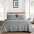 Amazon.com: DJY Grey Quilt King Size Bedding Set, Lightweight Soft ...