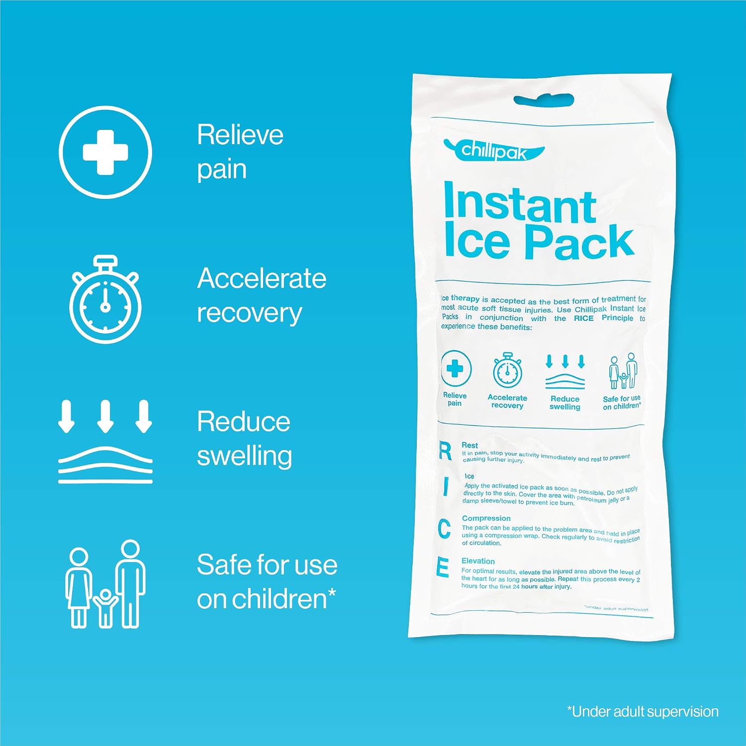 ChilliPak Instant Ice Packs for Sports Injuries, Flexible Cold Compress ...
