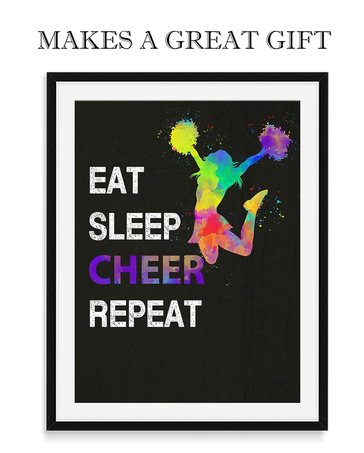 Amazon.com: Eat Sleep Cheer Repeat Wall Art, 11x14 inch Print, Great ...