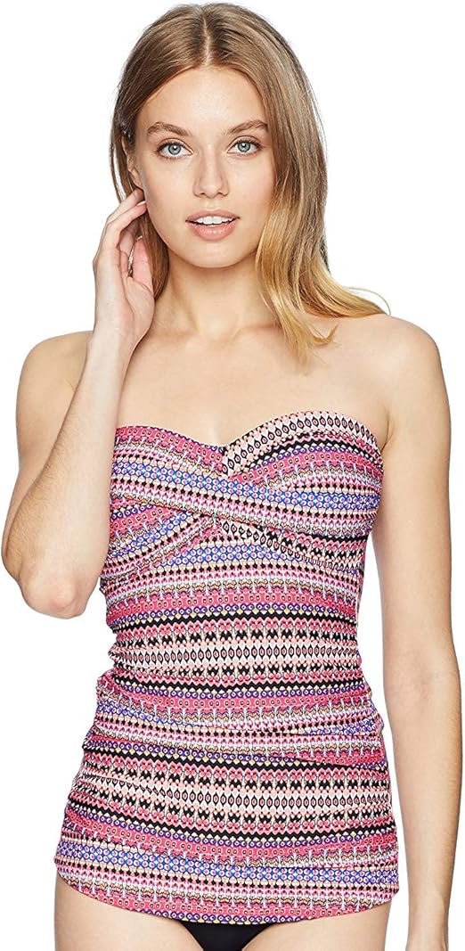 Anne Cole Women's Twist Front Shirred Bandeau Tankini Swim Top, Stevie ...