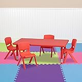 Amazon.com: Flash Furniture 24''W x 48''L Rectangular Red Plastic ...