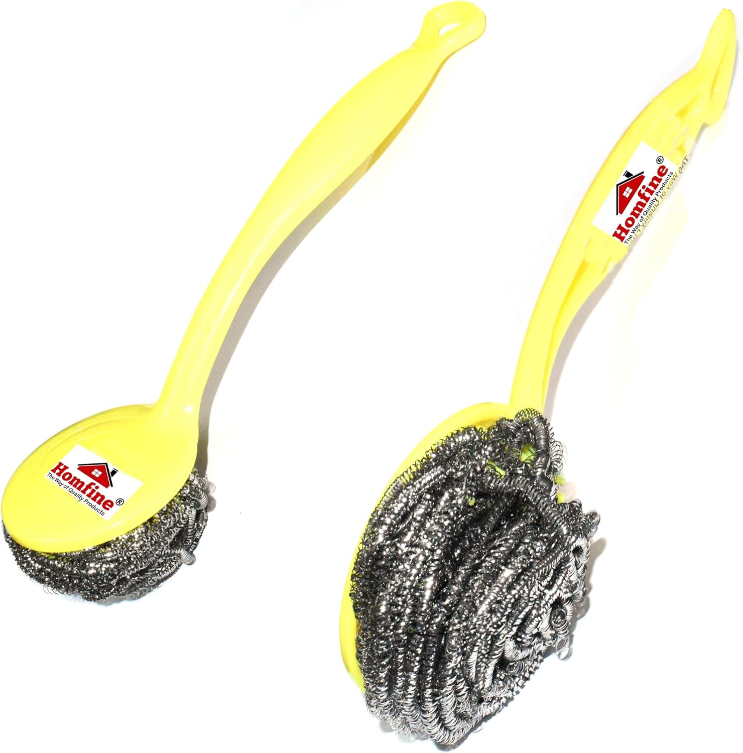 Homfine® Steel Scrubber with Handle for Utensils Dishwashing, Sink ...