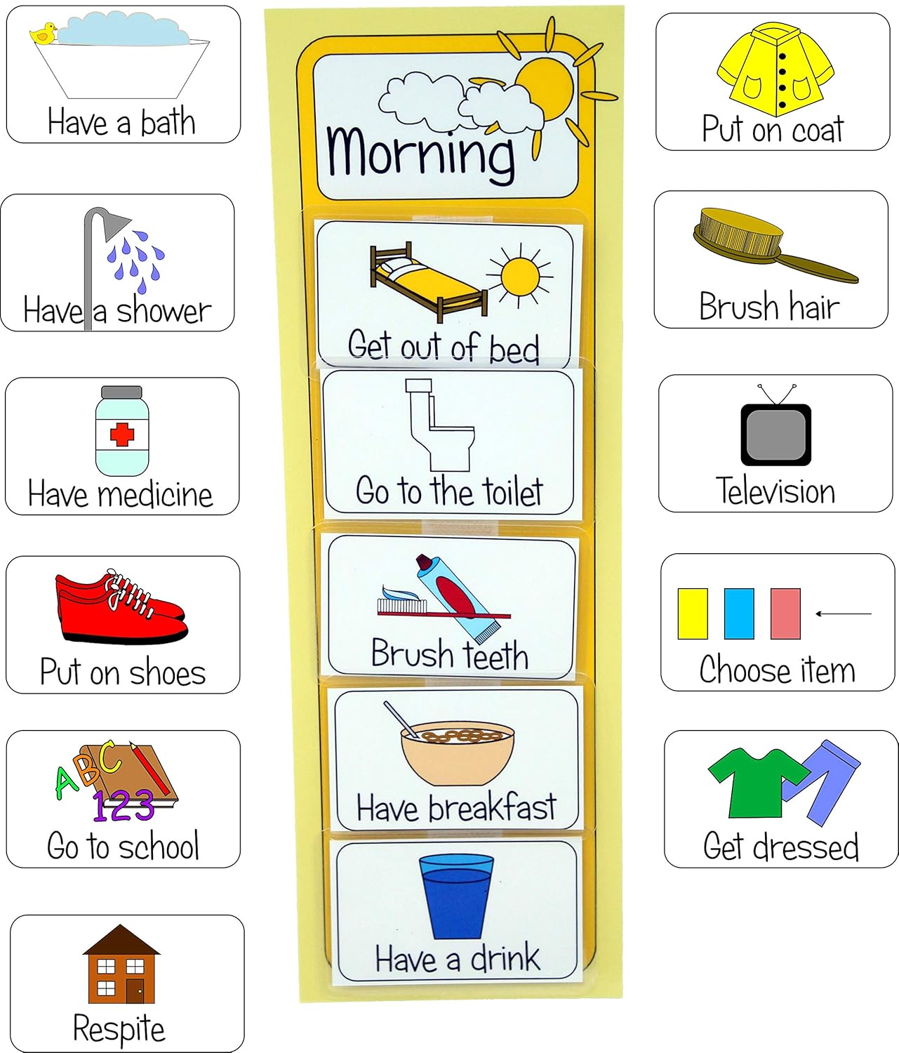 Visual Morning Routine Aac picture Communication Symbols Toys Games B35