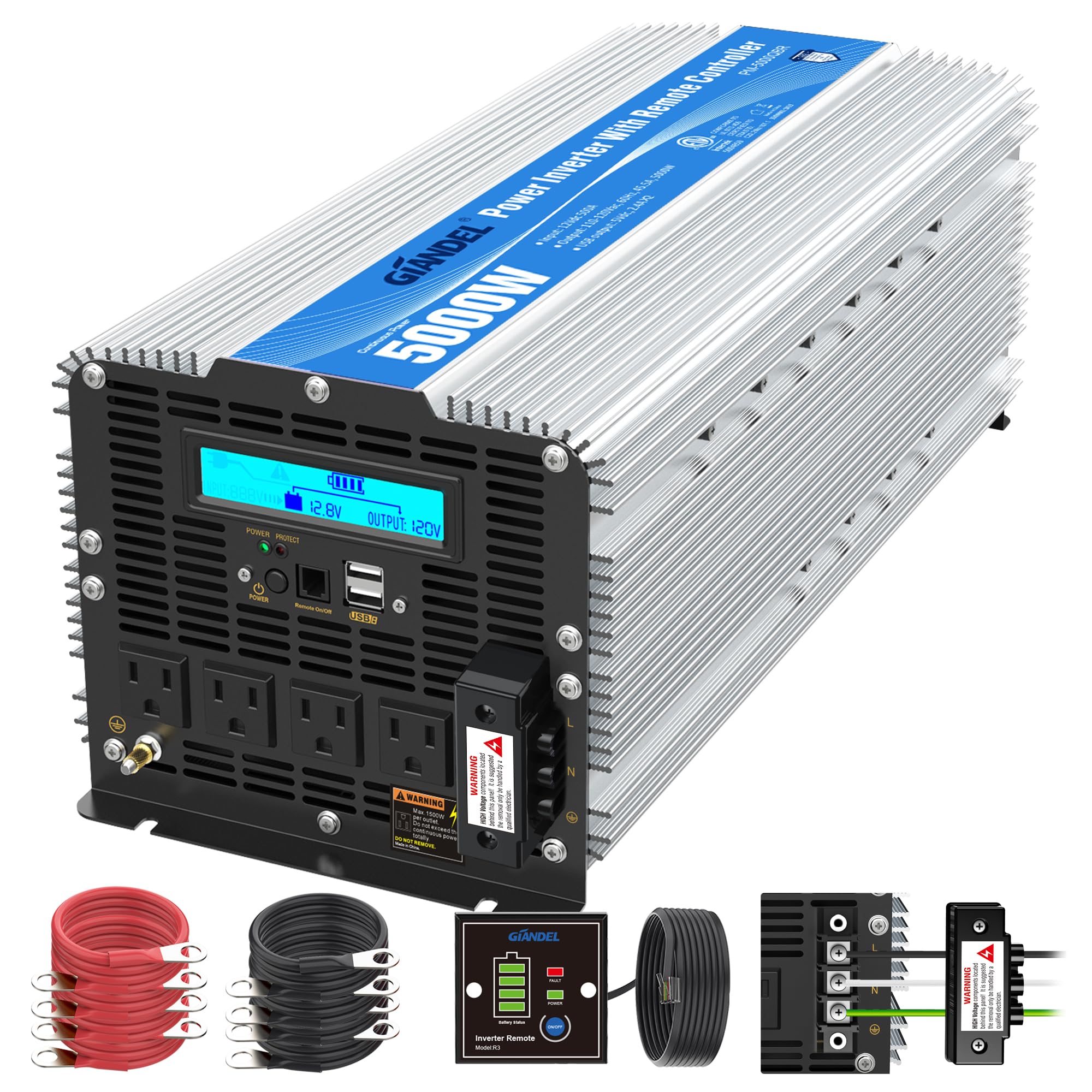 5000Watt Power Inverter ETL UL458 Listed Inverter 5000 W Converts 12V ...