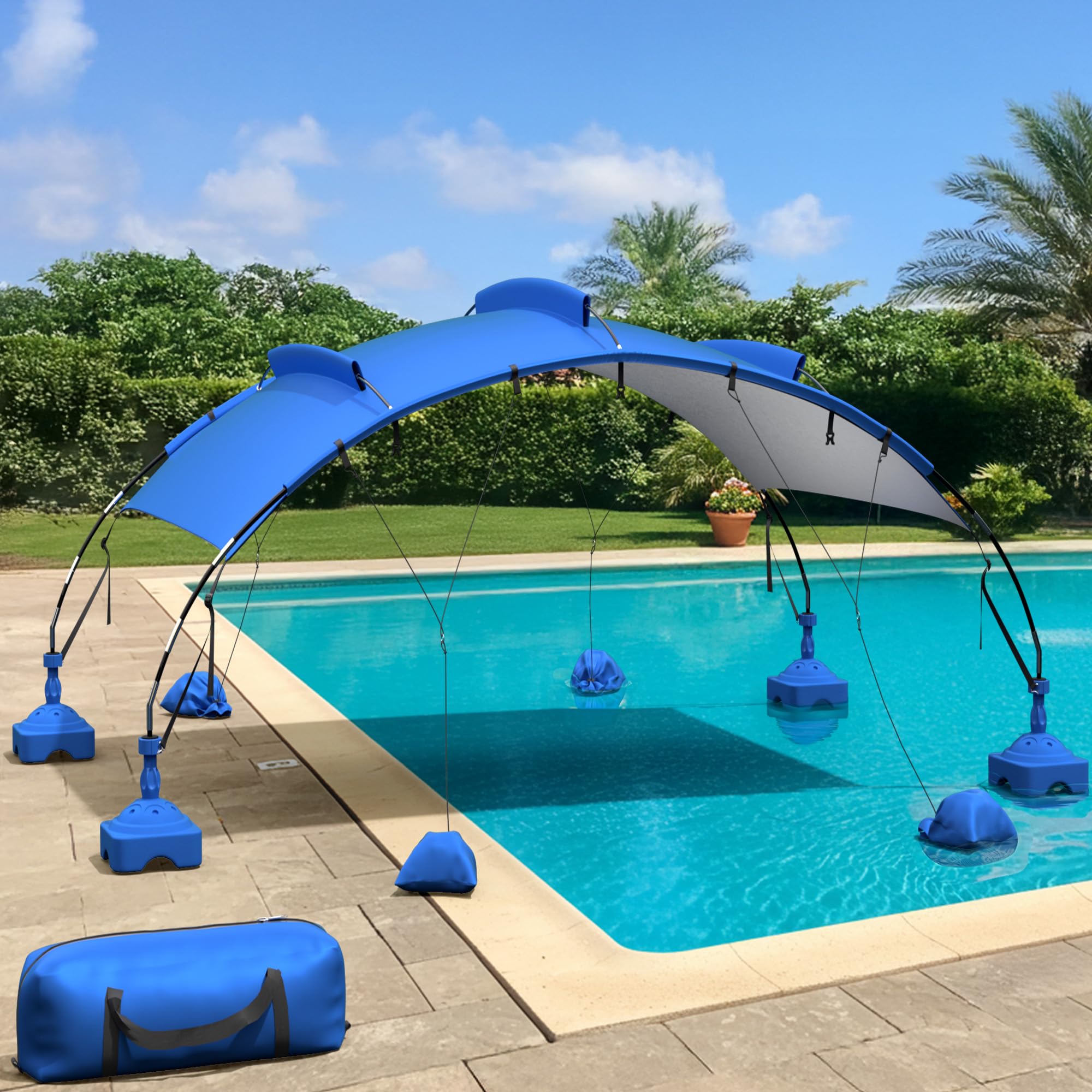 Uthfy Pool Canopy, Beach Shade Canopy with UV Block & Waterproof, Steel ...
