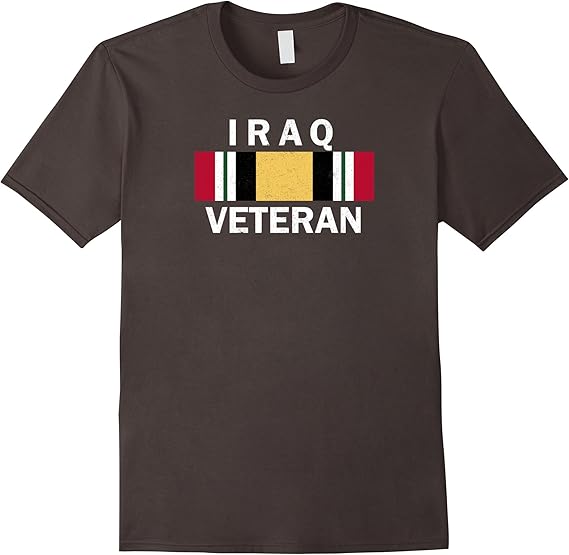 Amazon.com: Iraq Veteran T-Shirt Iraq War Service Ribbon Distressed Tee ...