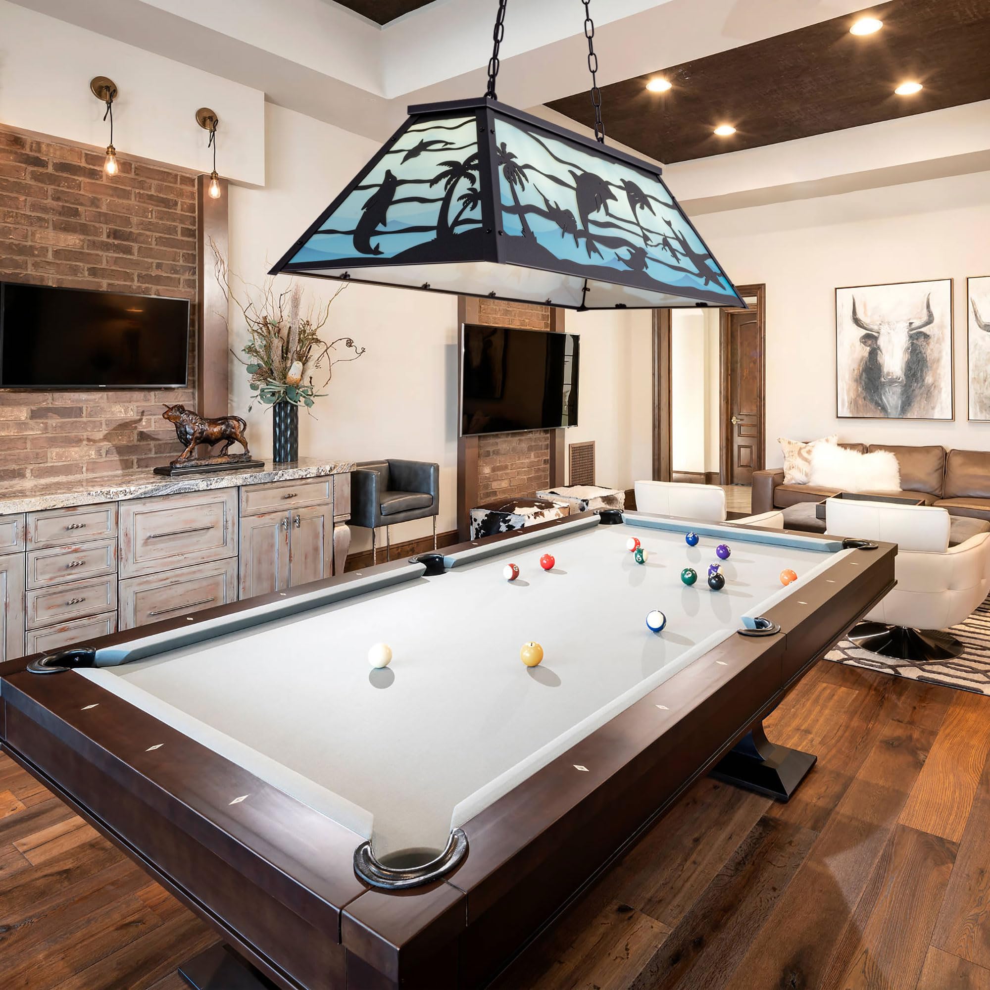 Wellmet Tiffany Pool Table Light 3 Lights, Game Room Billiard Table ...