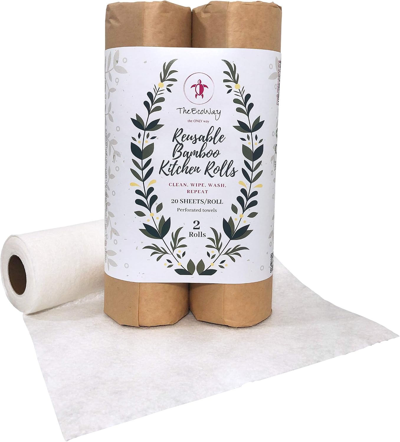 TheEcoWay Set Of 2 Reusable Bamboo Towels Rolls Eco Friendly Kitchen