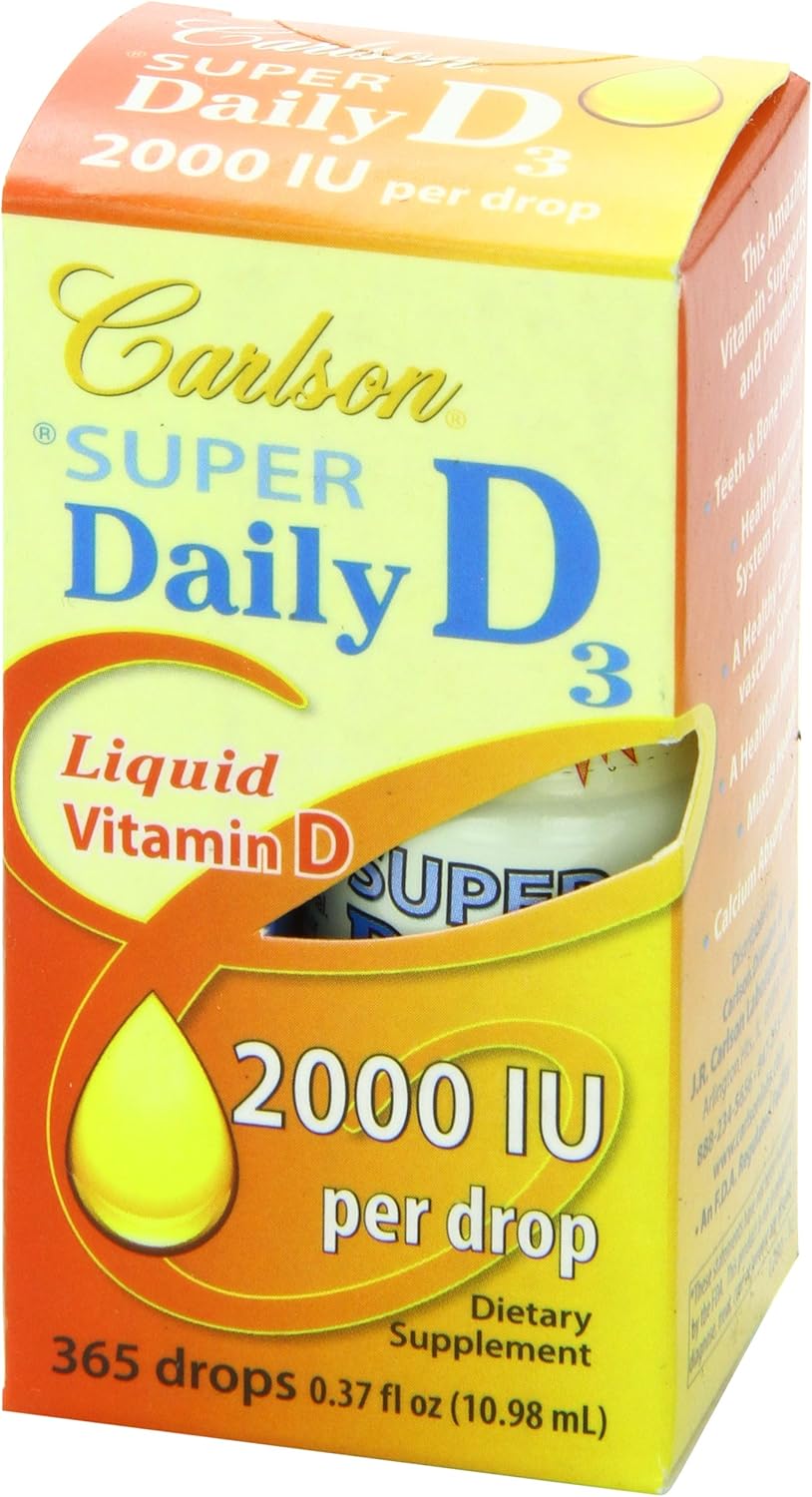 Carlson - Super Daily D3, Vitamin D Drops, 2,000 IU per Drop, 1-Year ...