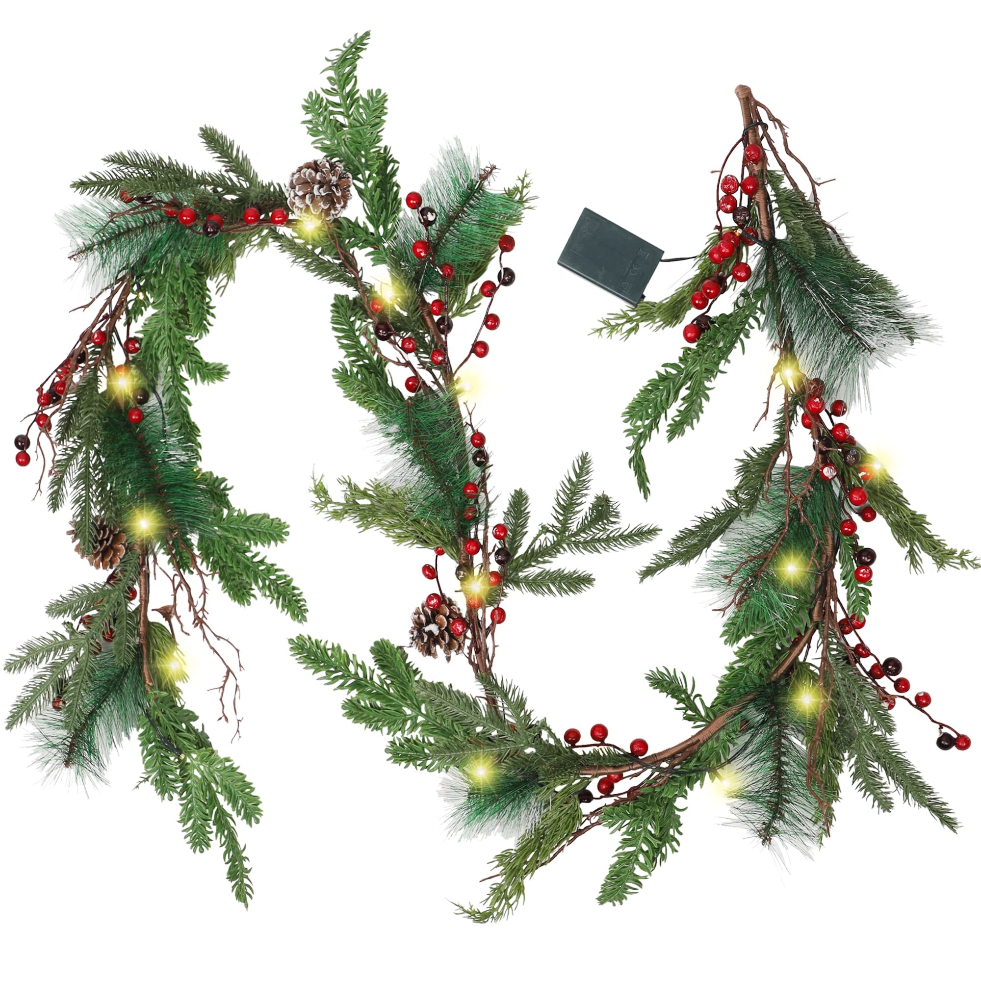 winemana 6 FT Pre-lit Artificial Christmas Garland with 20 LED Lights ...