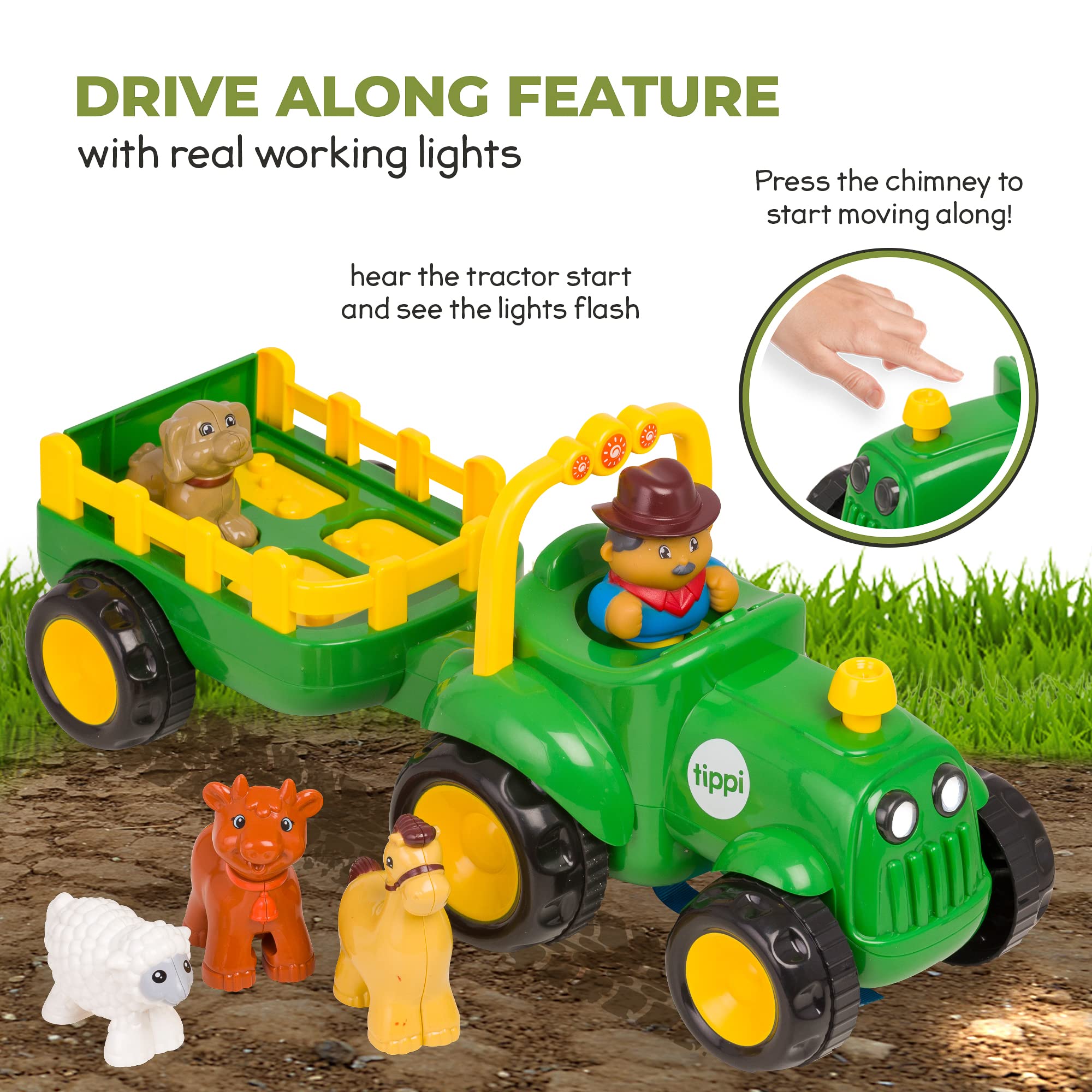 Mua Tippi Farm Tractor & Trailer Set - Drive Along Tractor Toy With ...